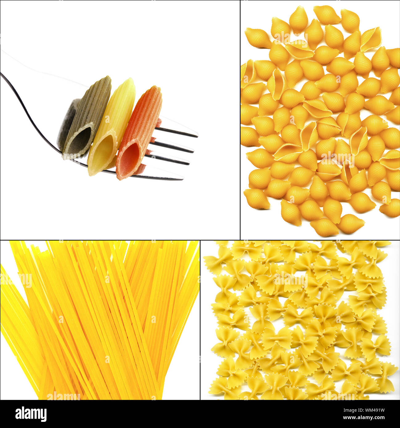 various type of Italian pasta collage Stock Photo - Alamy