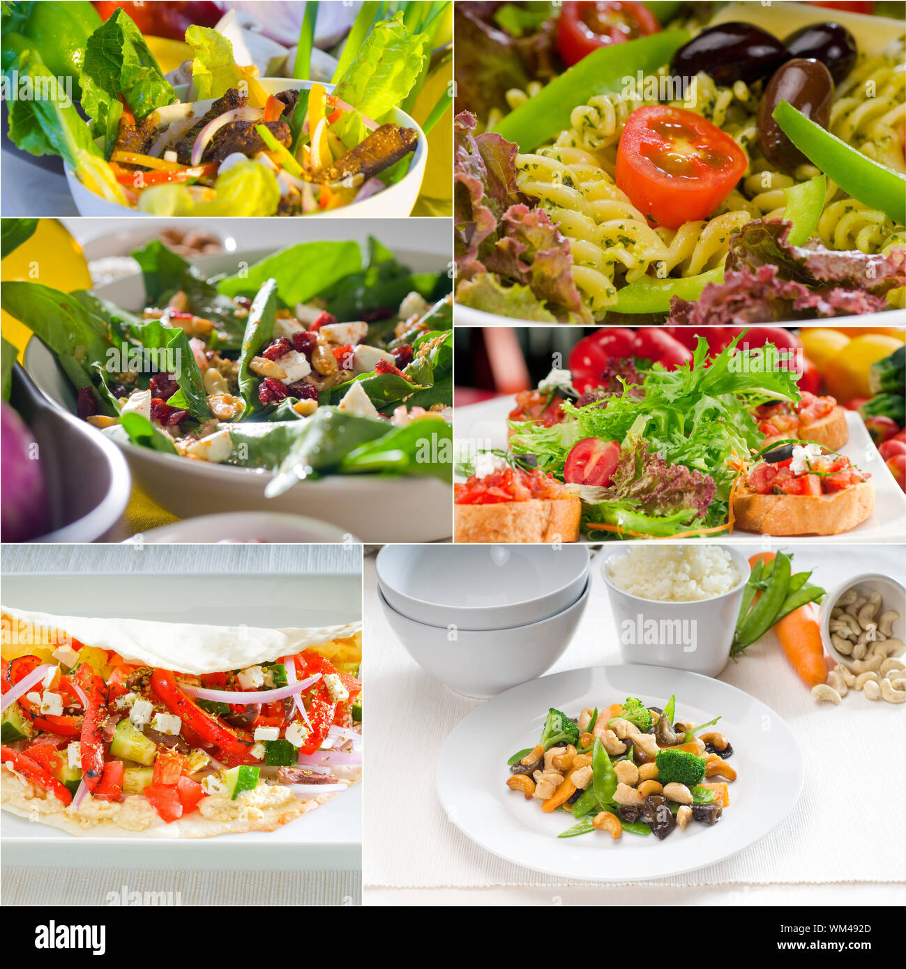 salad collage composition nested on frame Stock Photo - Alamy