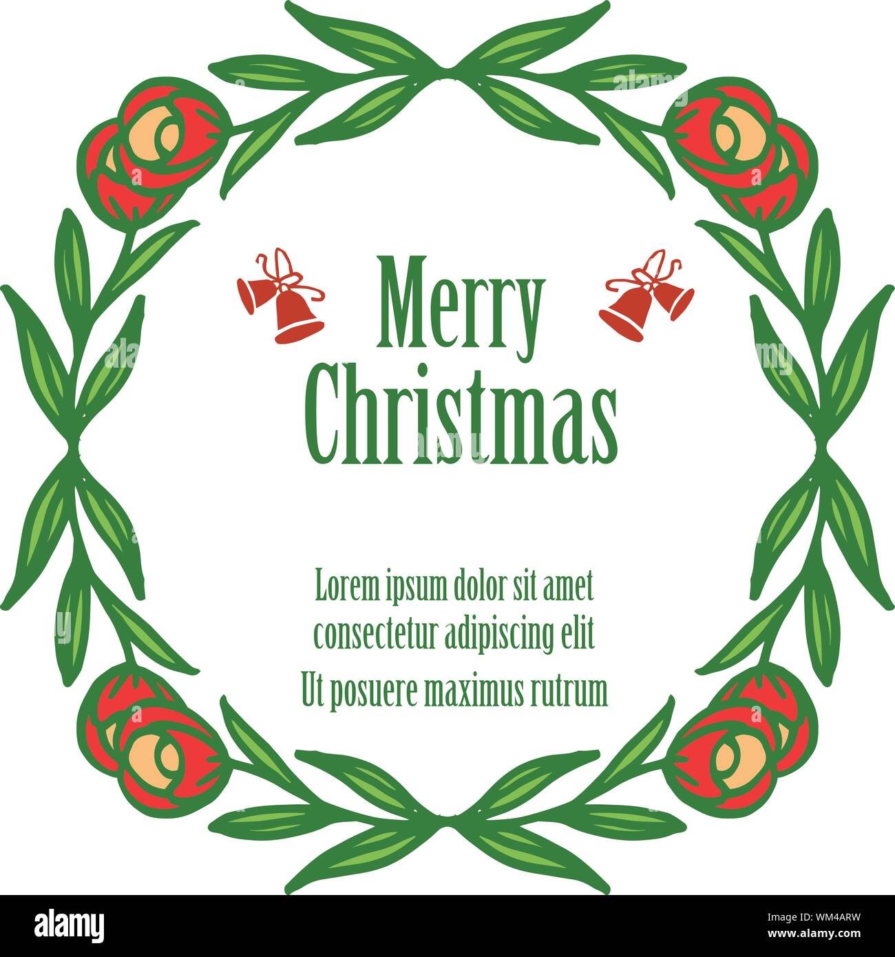 Design element of merry christmas, with wallpaper of colorful flower ...