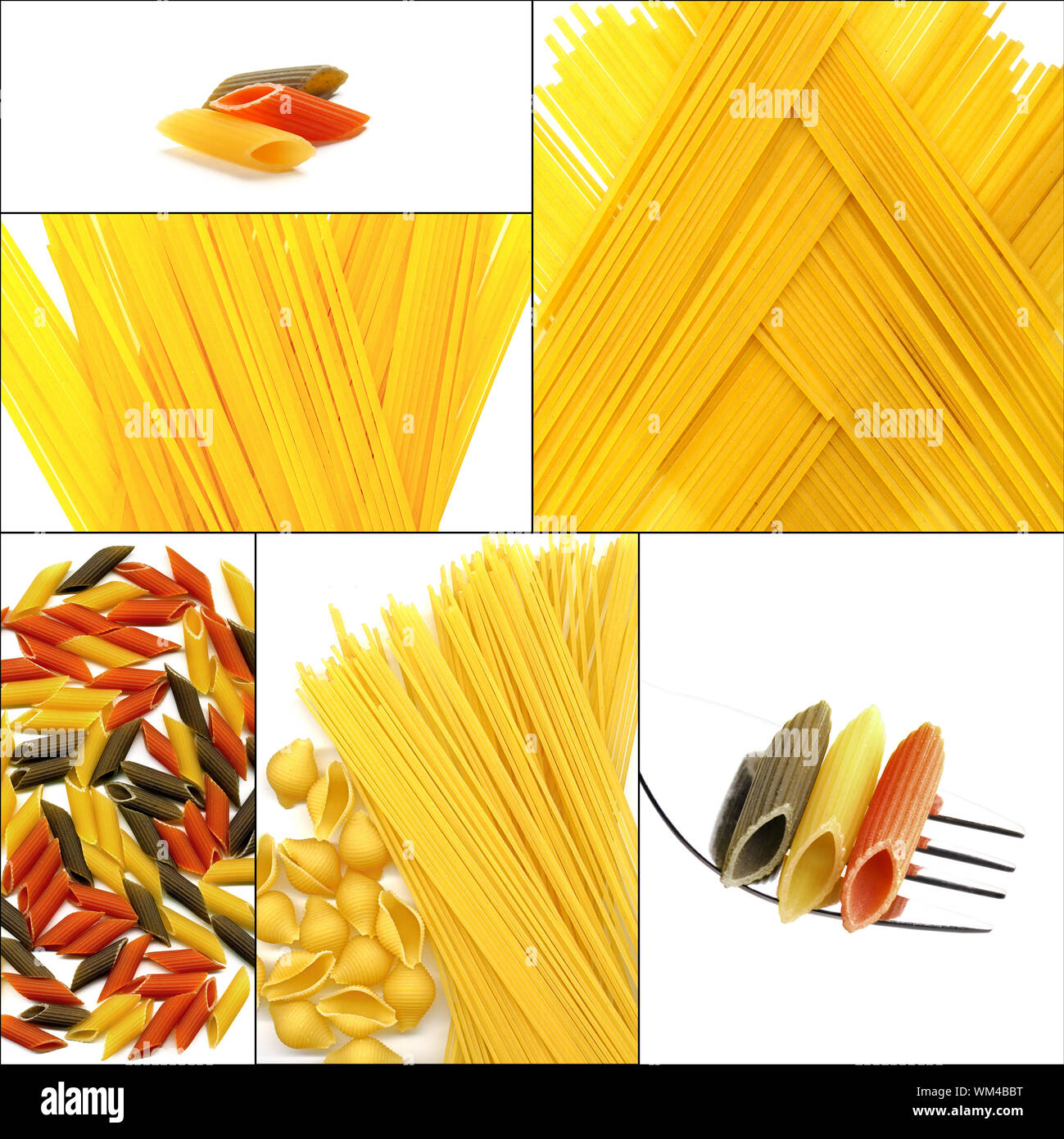 various type of Italian pasta collage Stock Photo - Alamy