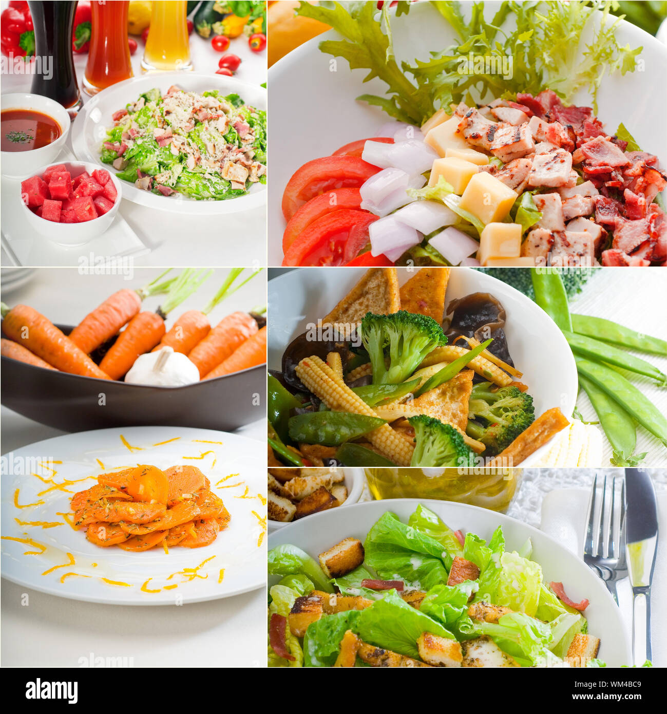 mixwd fresh salad collage composition nested on a square frame Stock ...