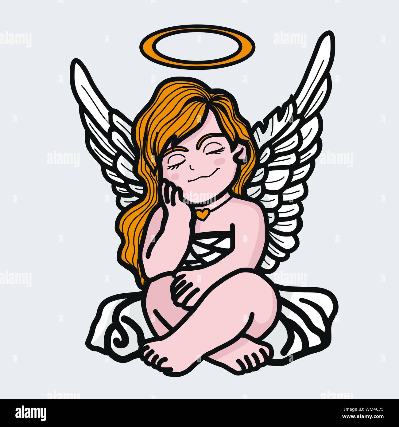 Beautiful Angel prayer cartoon vector illustration Stock Vector Image ...