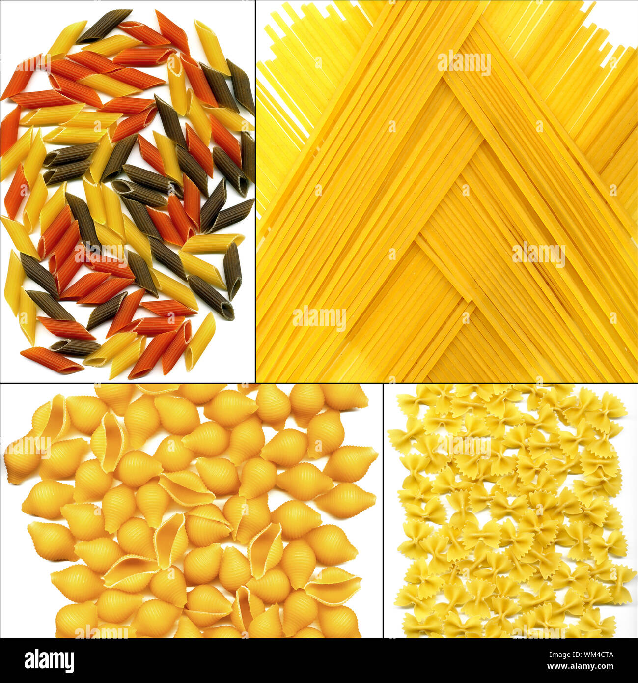 various type of Italian pasta collage on a square frame Stock Photo - Alamy