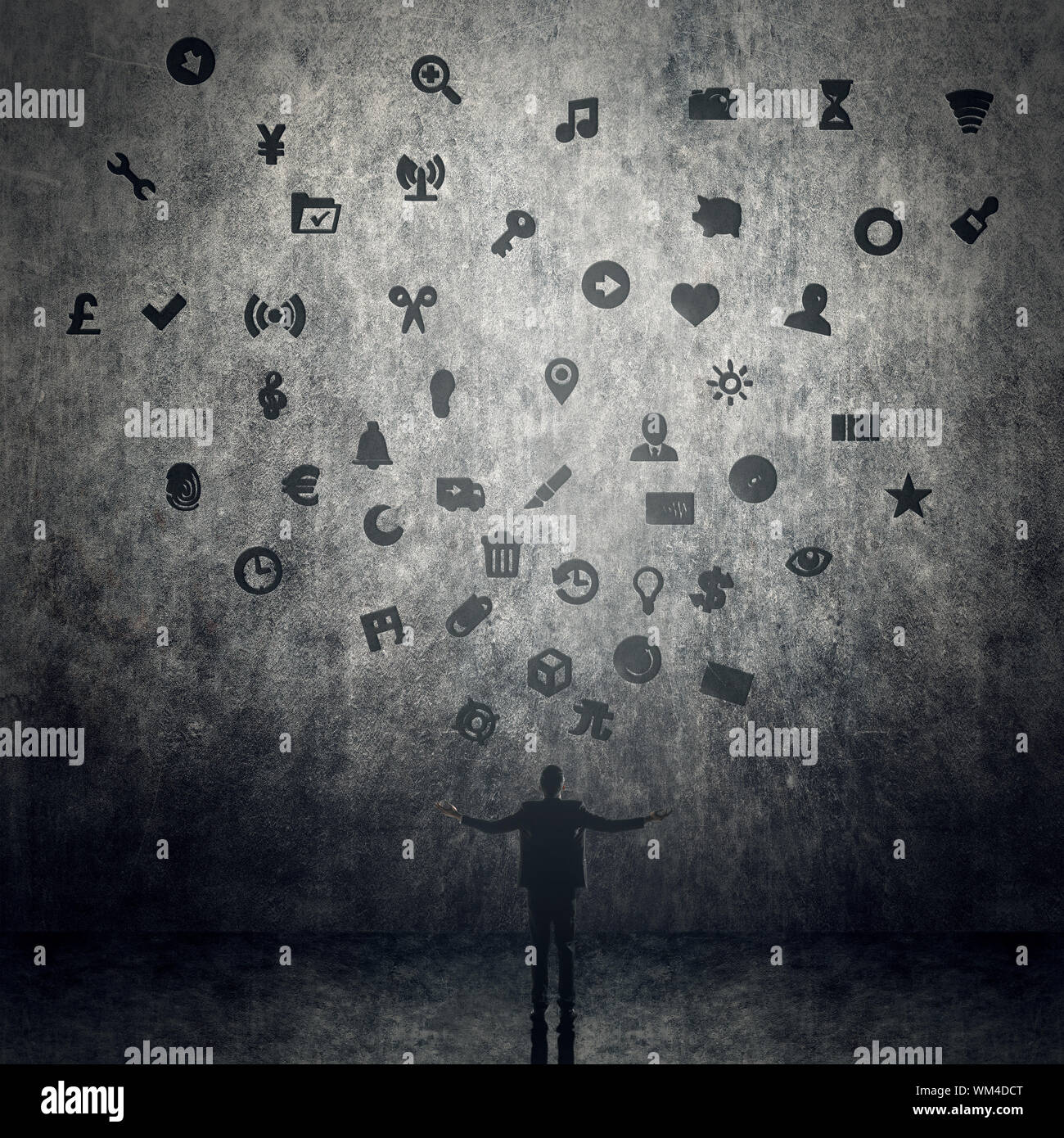 Man with signs, concept of web, internet, technology Stock Photo - Alamy