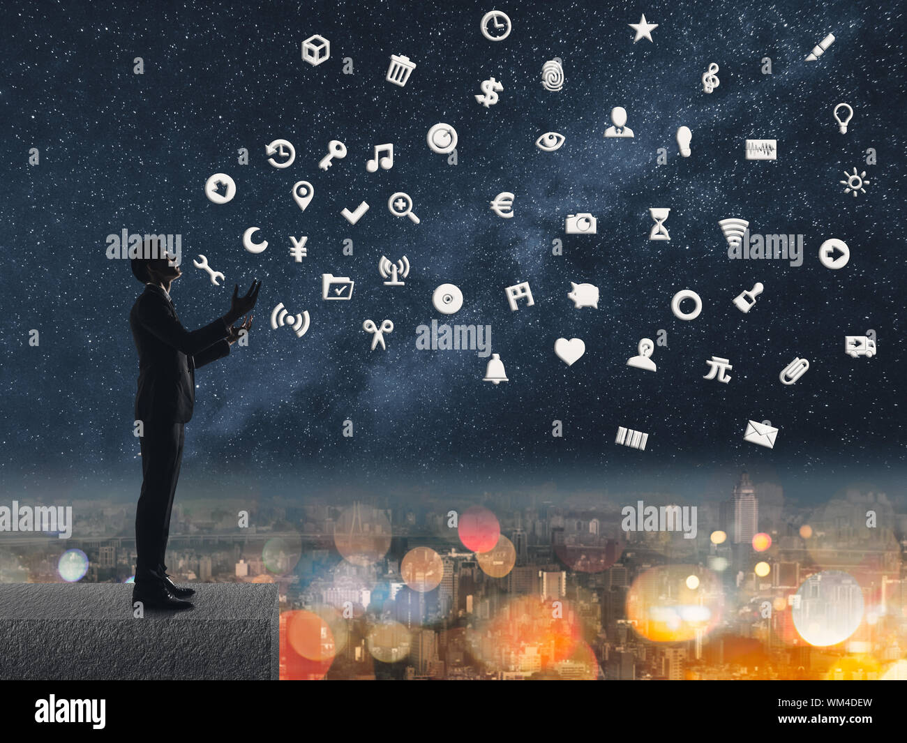 Man with signs, concept of web, internet, technology Stock Photo - Alamy