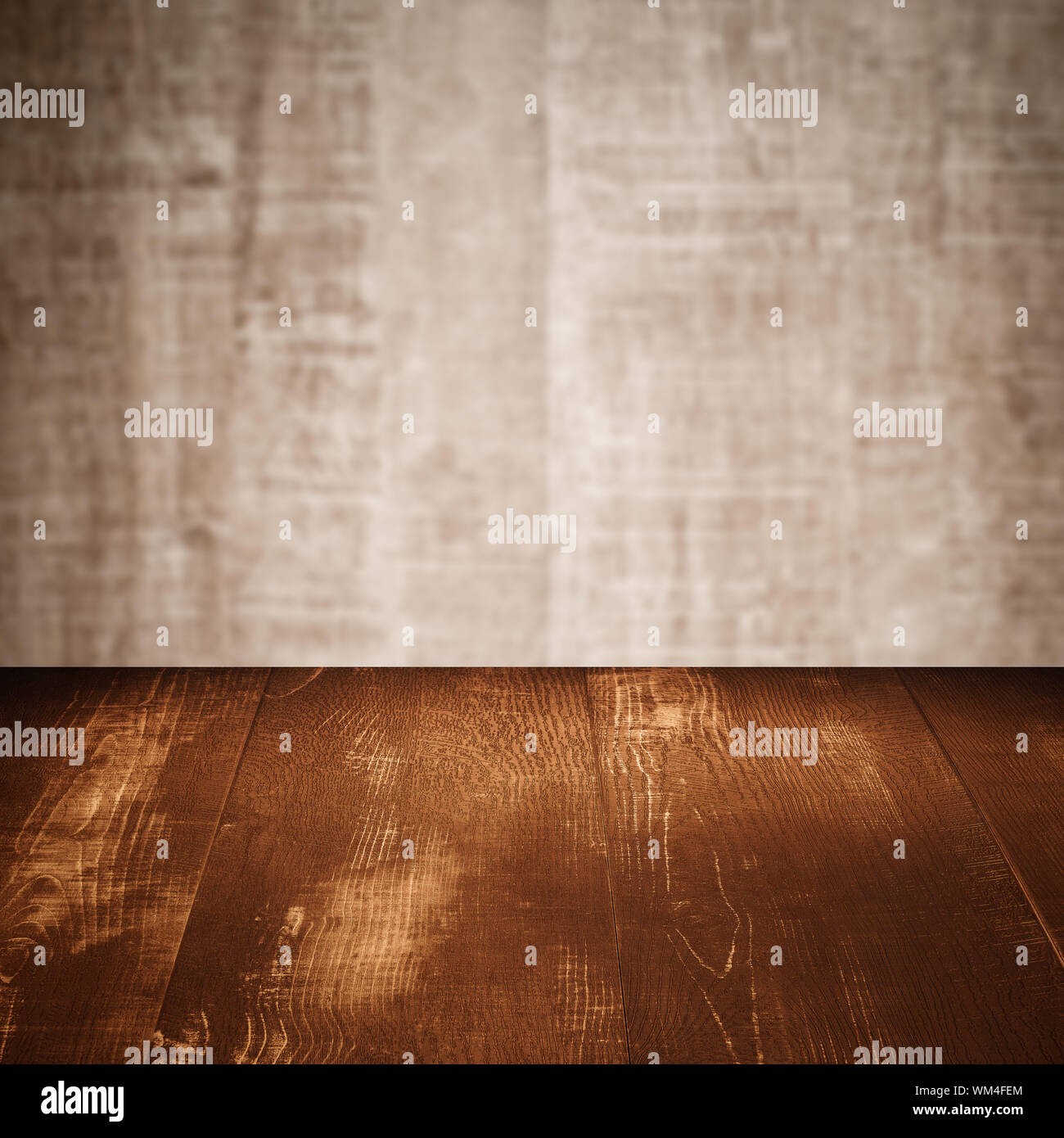 Wood background - table with wooden wall Stock Photo - Alamy
