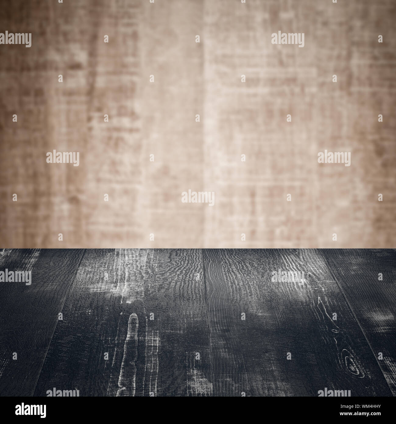 Wood background - table with wooden wall Stock Photo - Alamy