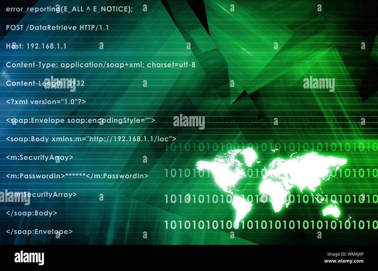 Global Multimedia Technology in Green Data Art Stock Photo - Alamy