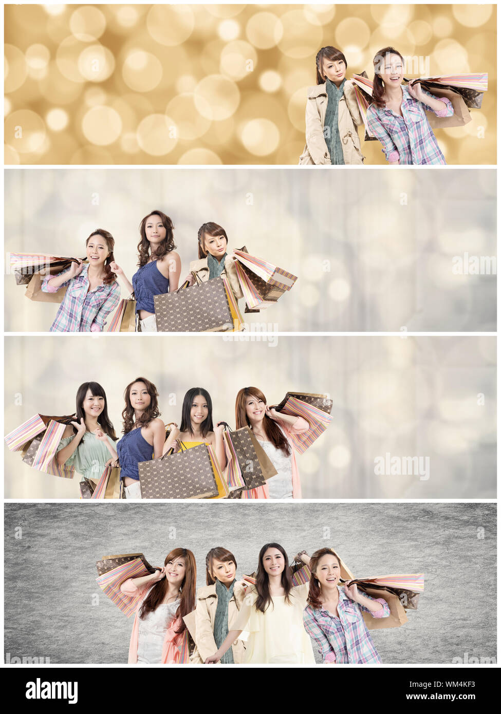Asian woman shopping, collection from 7 different people, good for web ...
