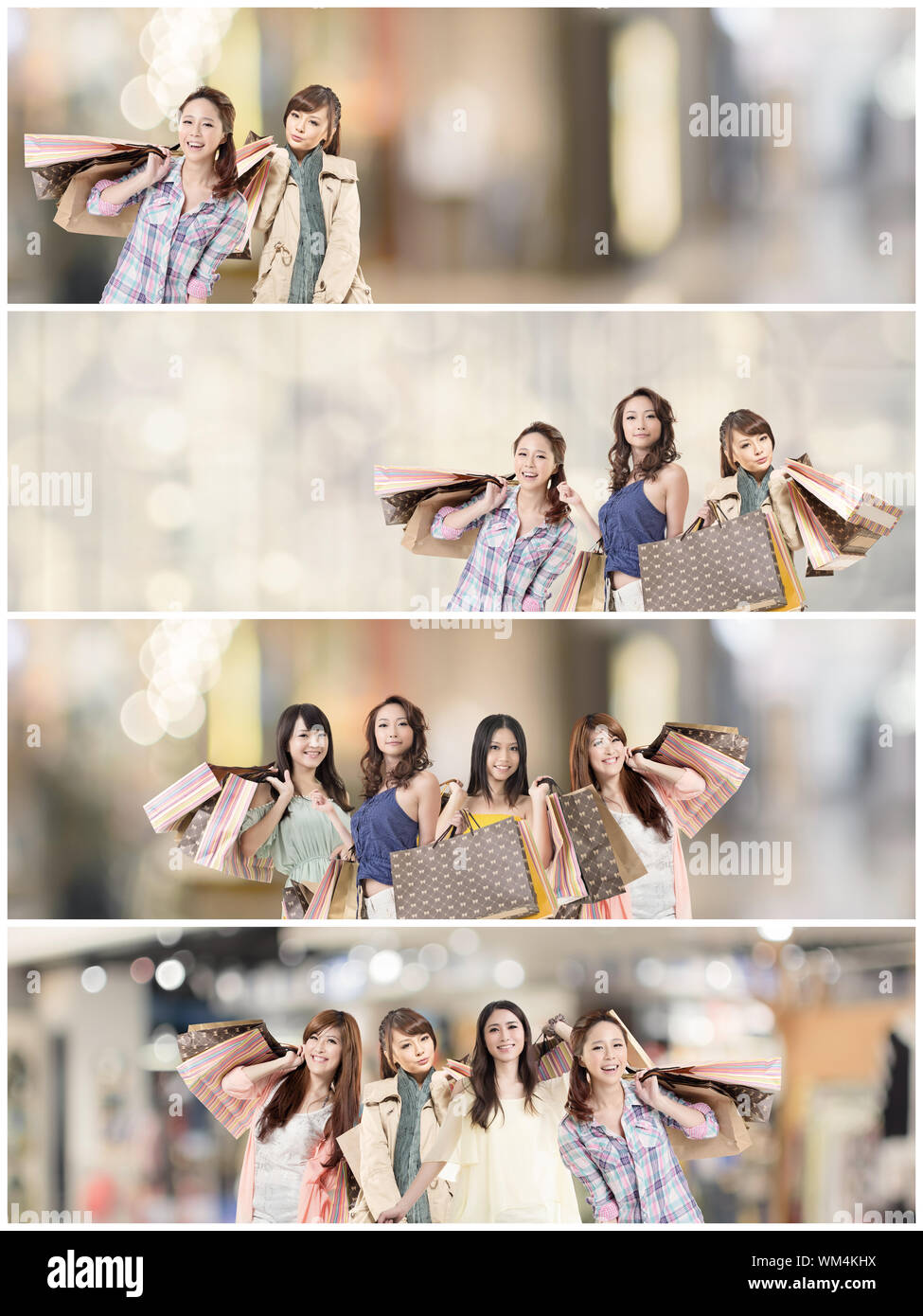 Asian woman shopping, collection from 7 different people, good for web ...