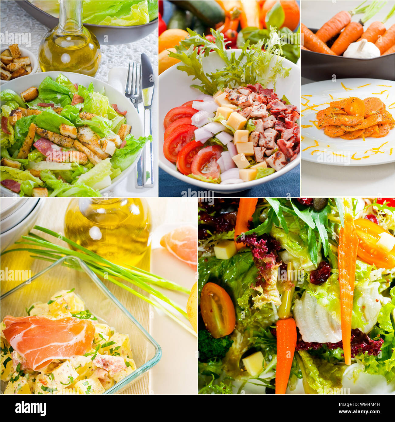 mixwd fresh salad collage composition nested on a square frame Stock ...