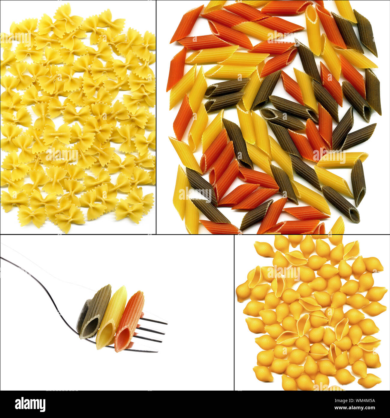 various type of Italian pasta collage on a square frame Stock Photo - Alamy