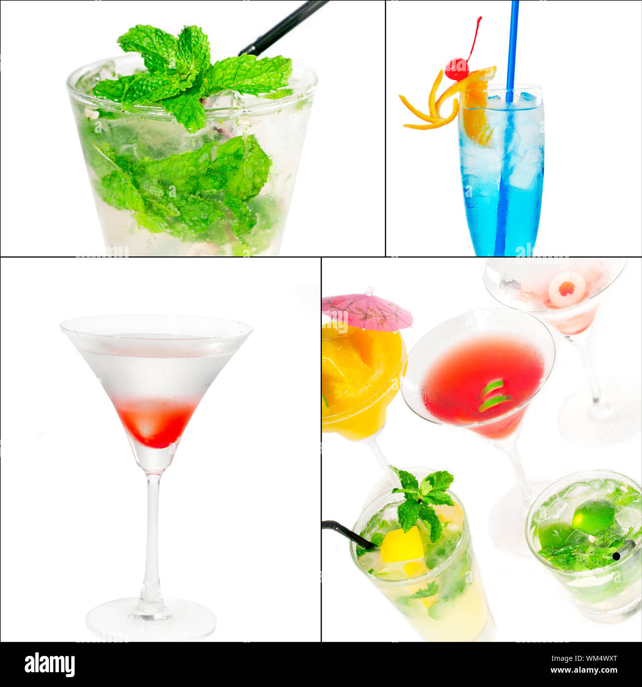 selection of cocktails drinks collage composition nested on a square ...