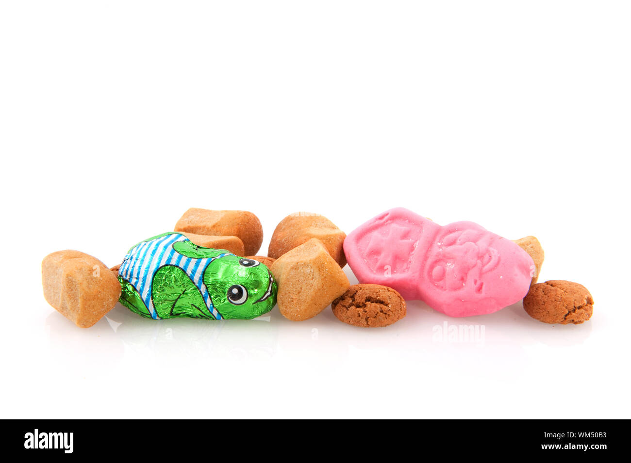 Traditional Dutch Sinterklaas candy with pepernoten isolated over white ...