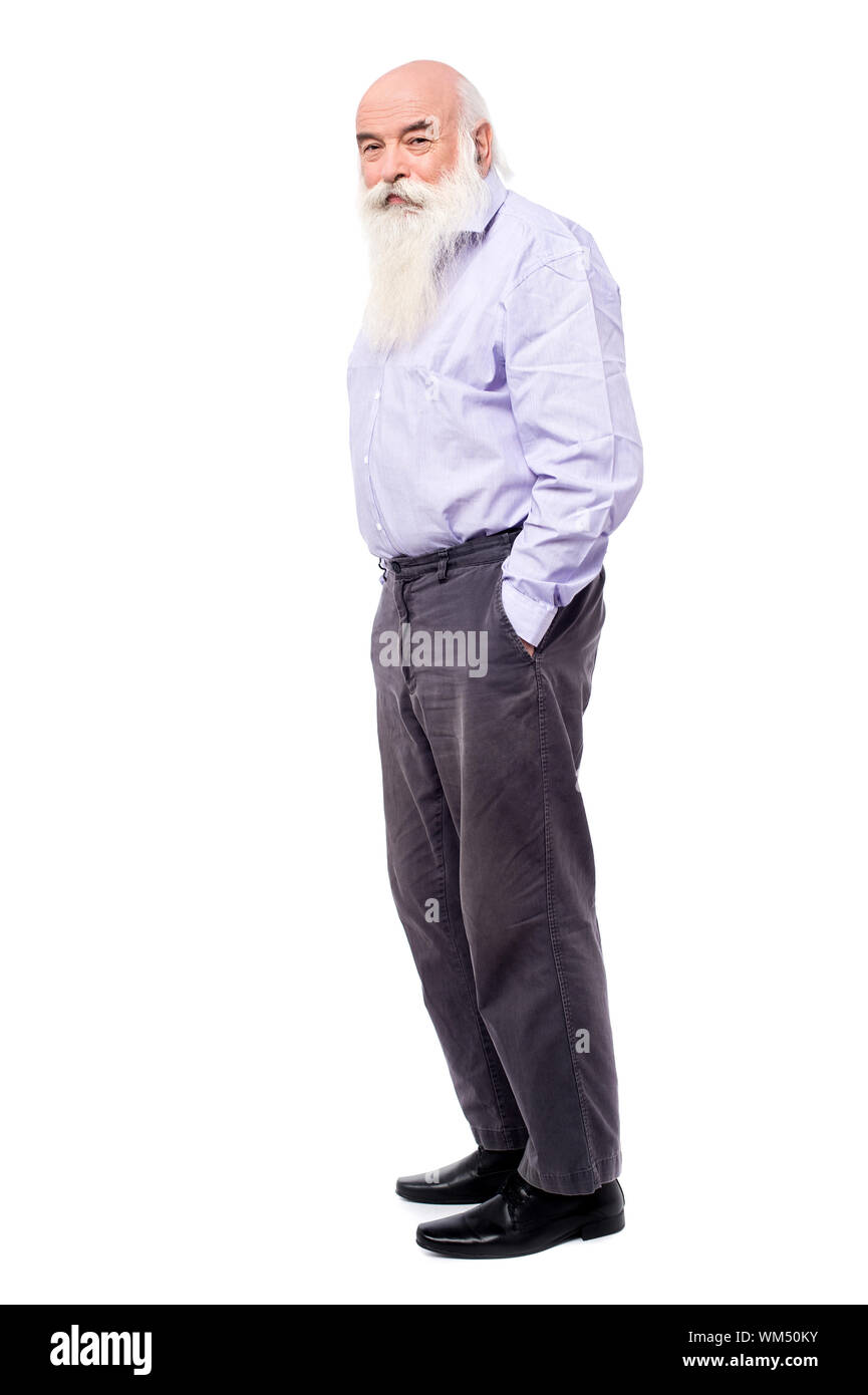 Side view of senior man looking to camera Stock Photo - Alamy