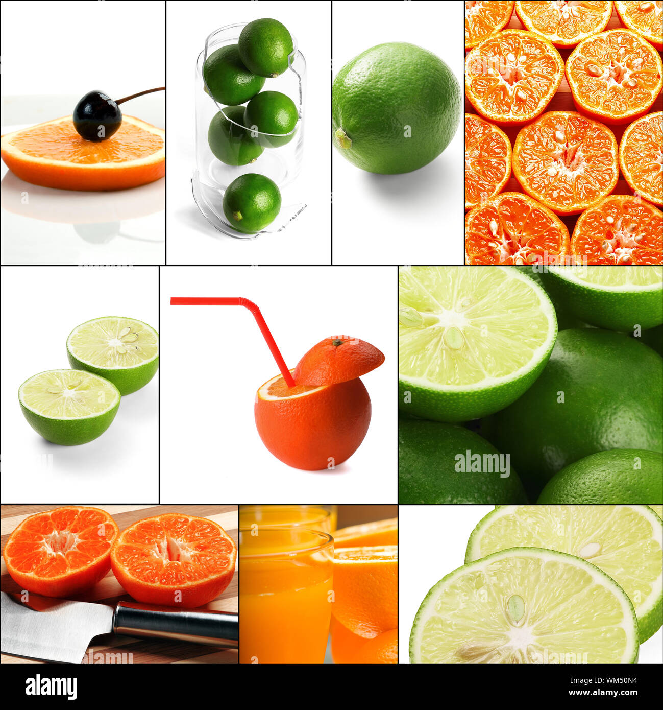 fresh citrus fruits collage composition nested on a square frame Stock ...