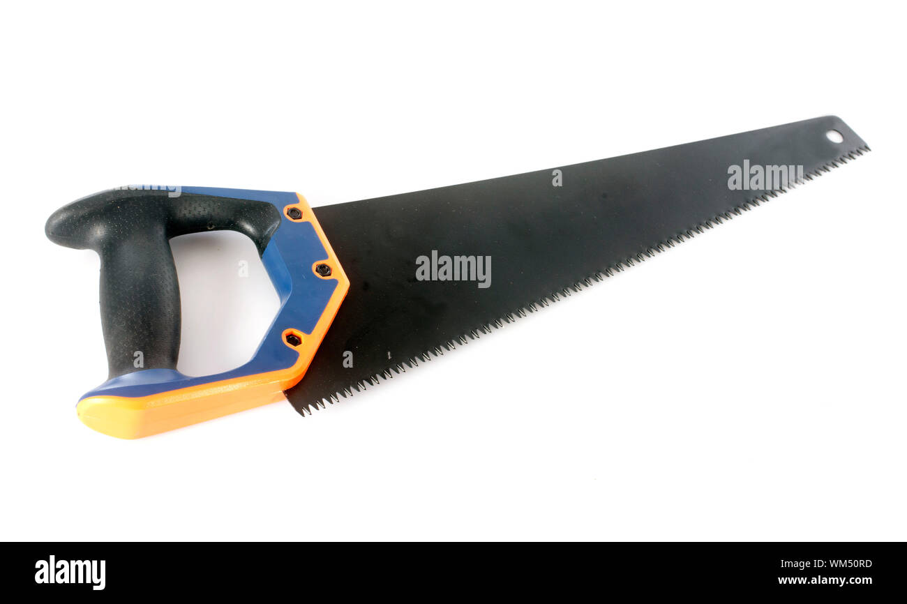 wood saw in front of white background Stock Photo - Alamy
