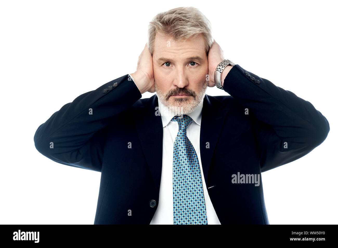 Business man covering his ears Cut Out Stock Images & Pictures - Alamy