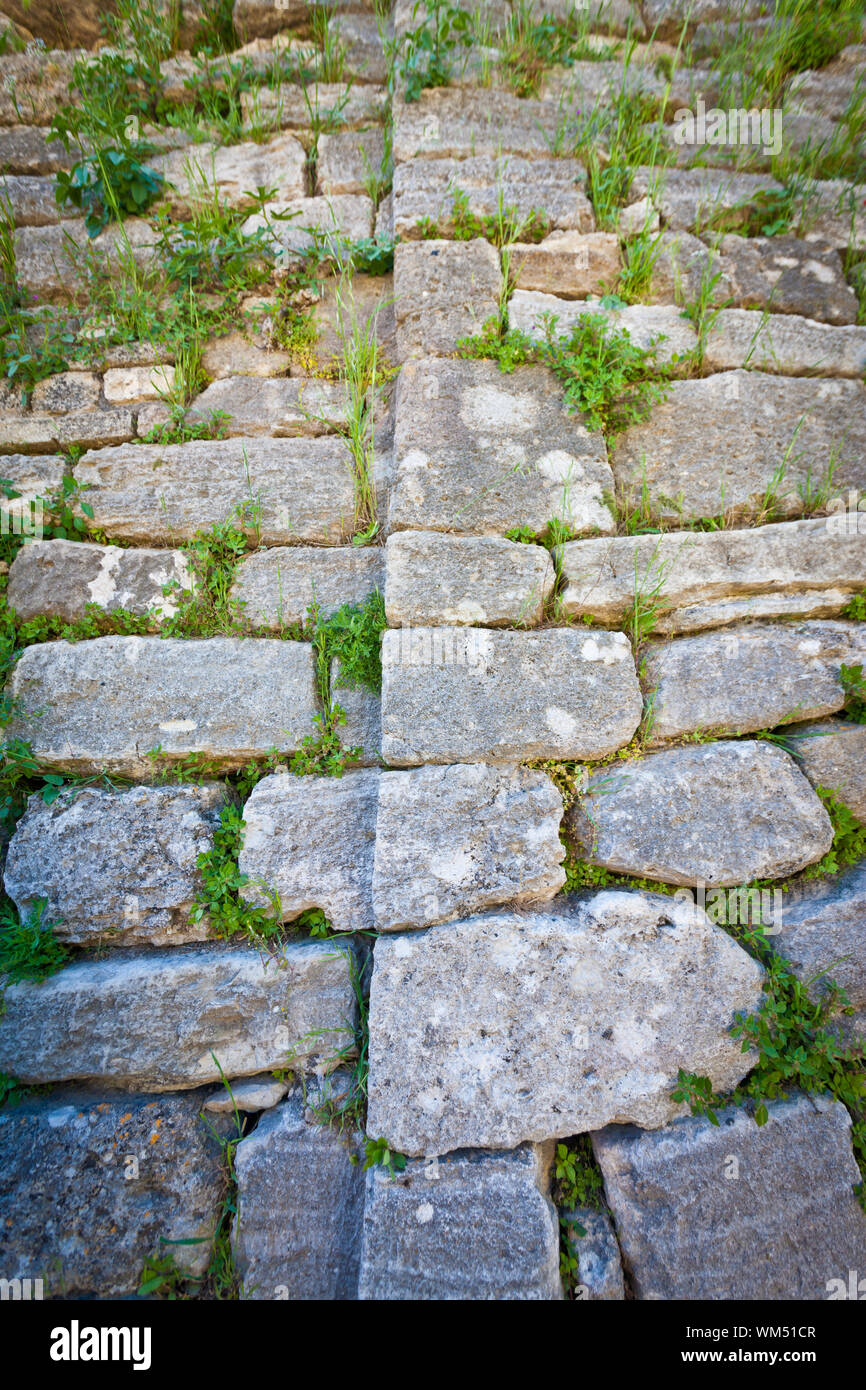 Detail of stones in acropolis wall at Troy in Turkey Stock Photo - Alamy