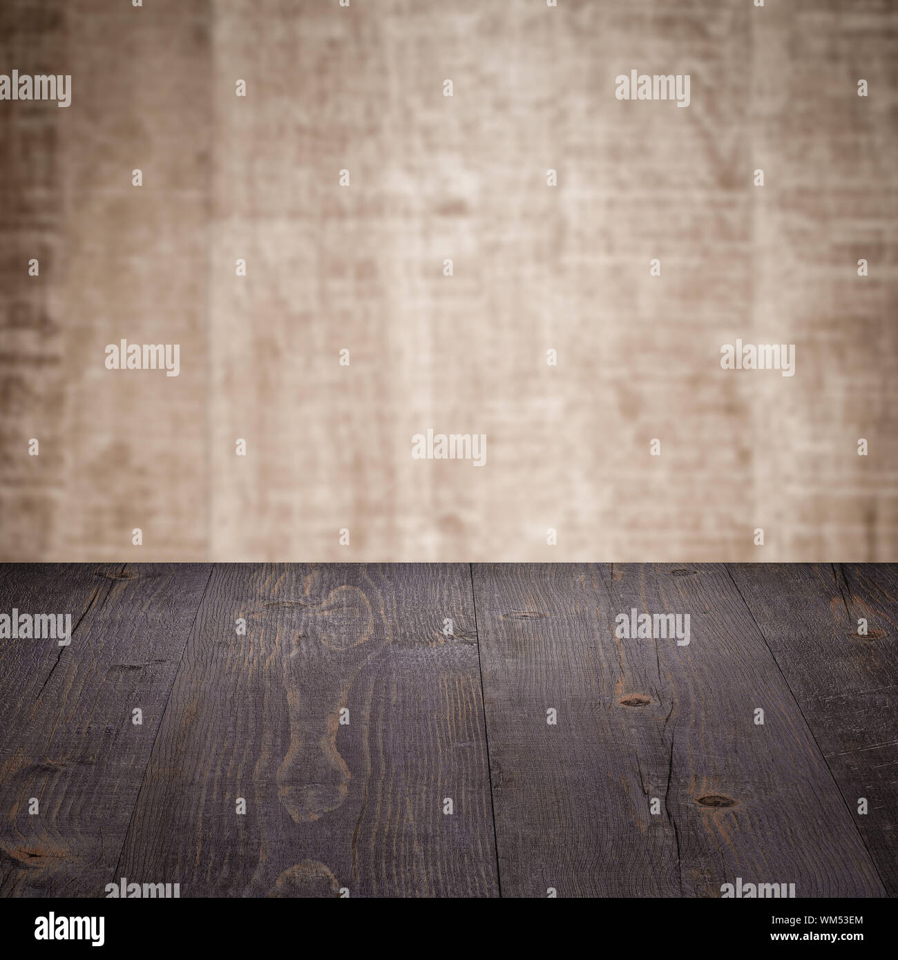 Wood background - table with wooden wall Stock Photo - Alamy