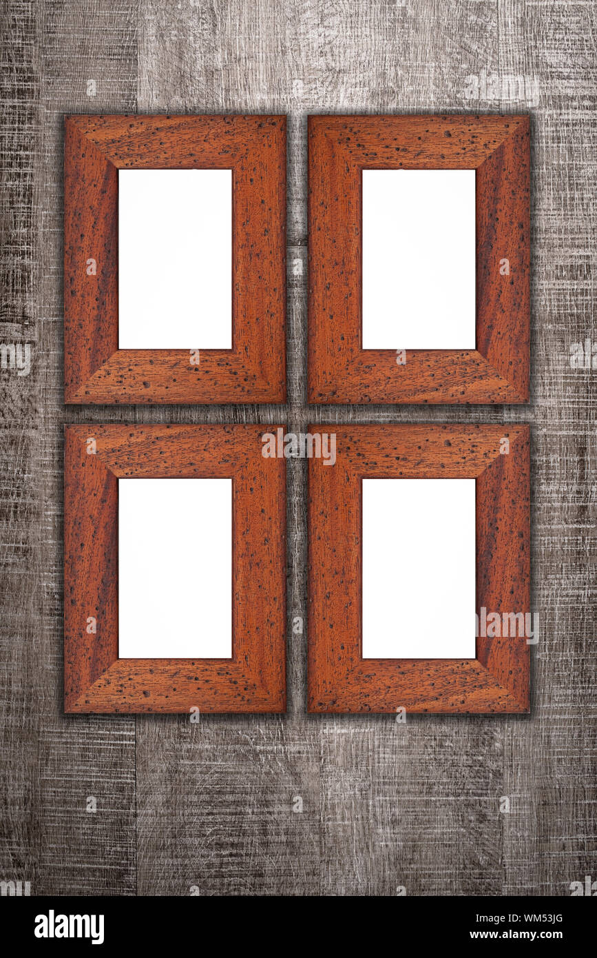 Old picture frame on vintage wood wall Stock Photo - Alamy