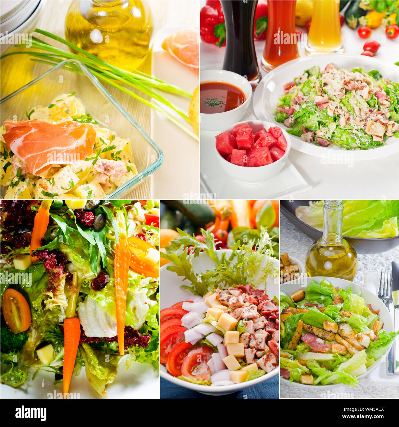salad collage composition nested on frame Stock Photo - Alamy
