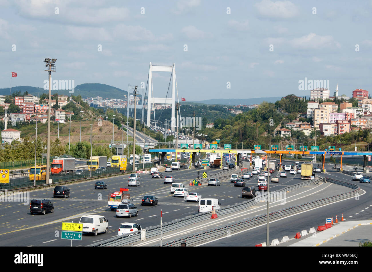 The Bosphorus Bridge in Istanbul separates Asia from Europe Stock Photo ...