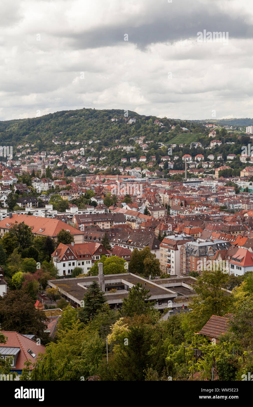 Scenic rooftop view of Stuttgart, Germany showing modern high-rise ...