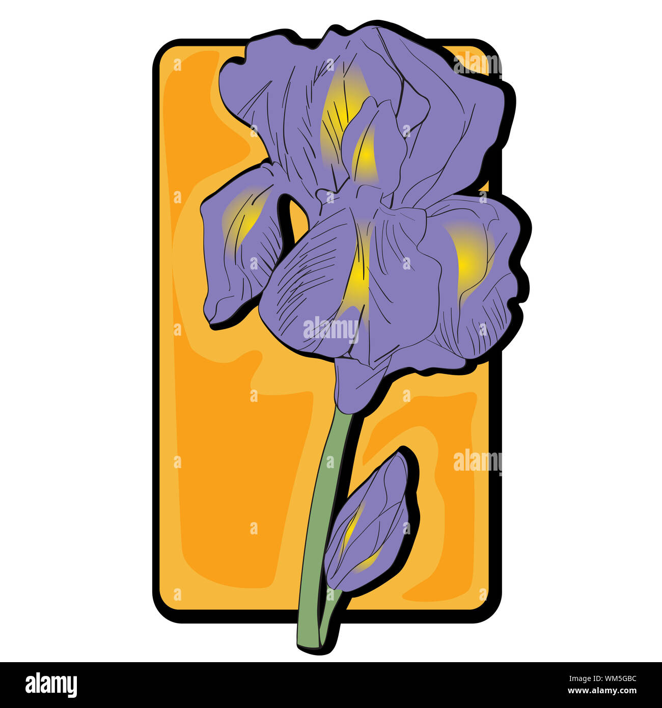 Iris flower clip art, hand drawn cartoon illustration isolated on white ...