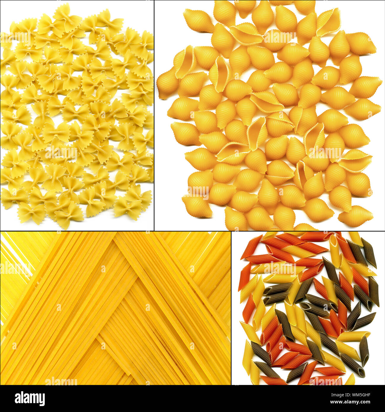 various type of Italian pasta collage Stock Photo - Alamy