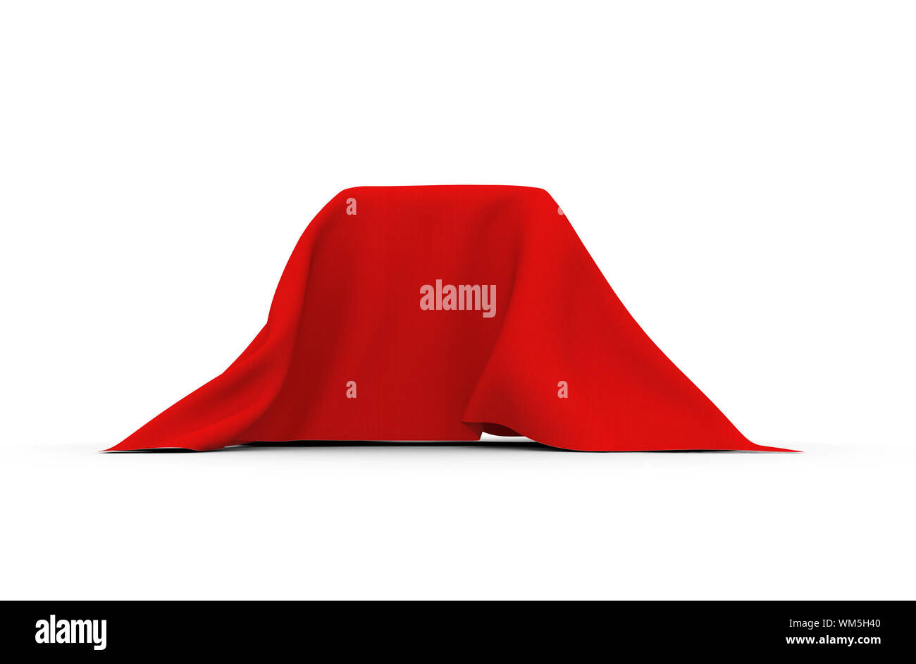 Object of rectangular shape covered with thick red cloth. Side view ...