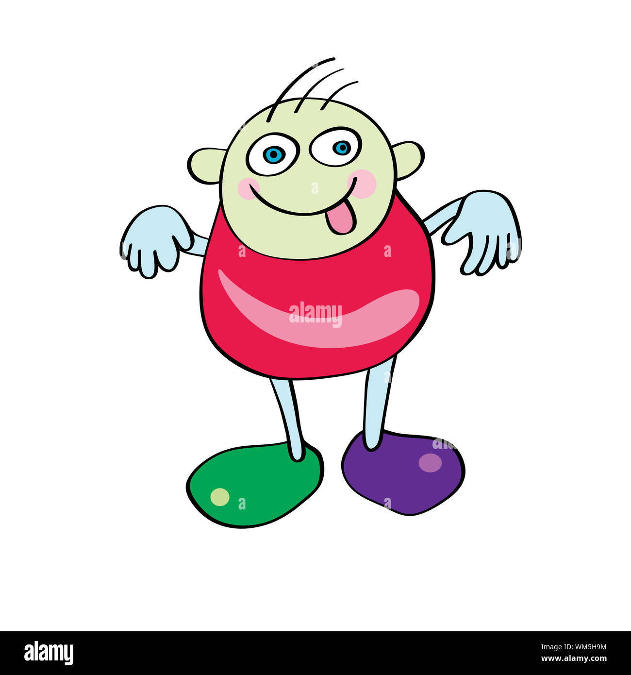 Silly happy emoticon illustration, hand drawn doodle isolated on white ...