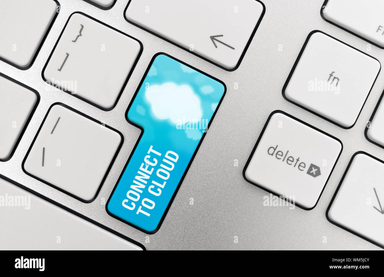 Connect to cloud computing concept showing on computer key Stock Photo ...