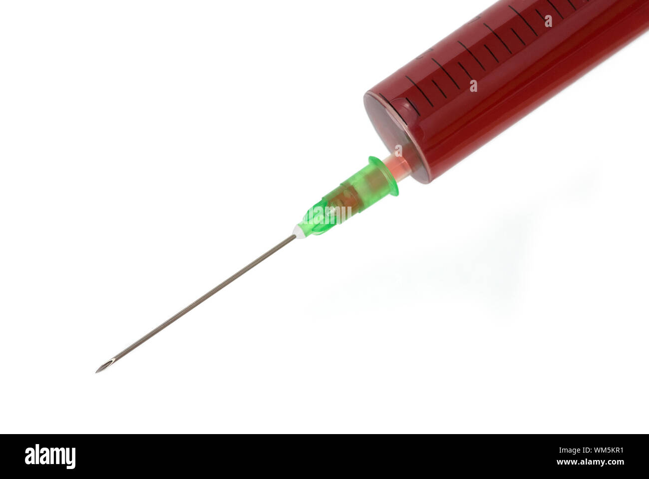 A syringe filled with blood or red fluid Stock Photo - Alamy