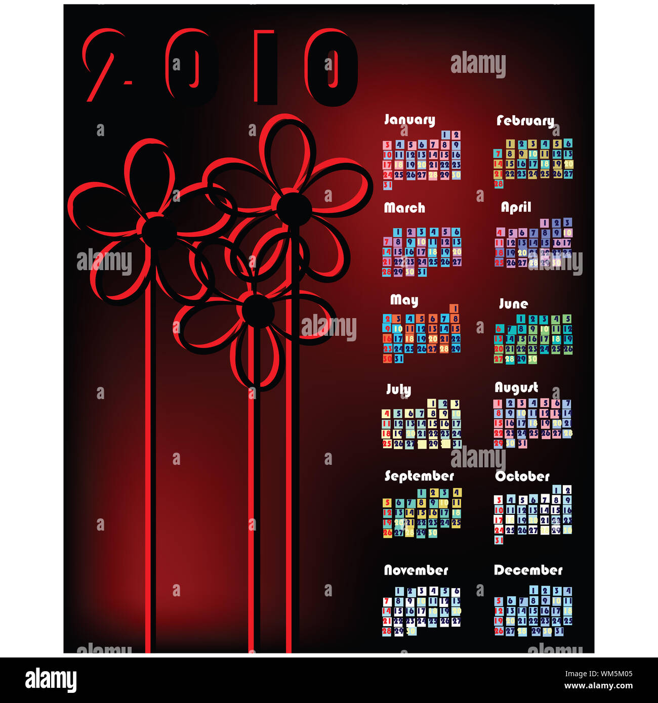 2010 vector calendar hi-res stock photography and images - Alamy