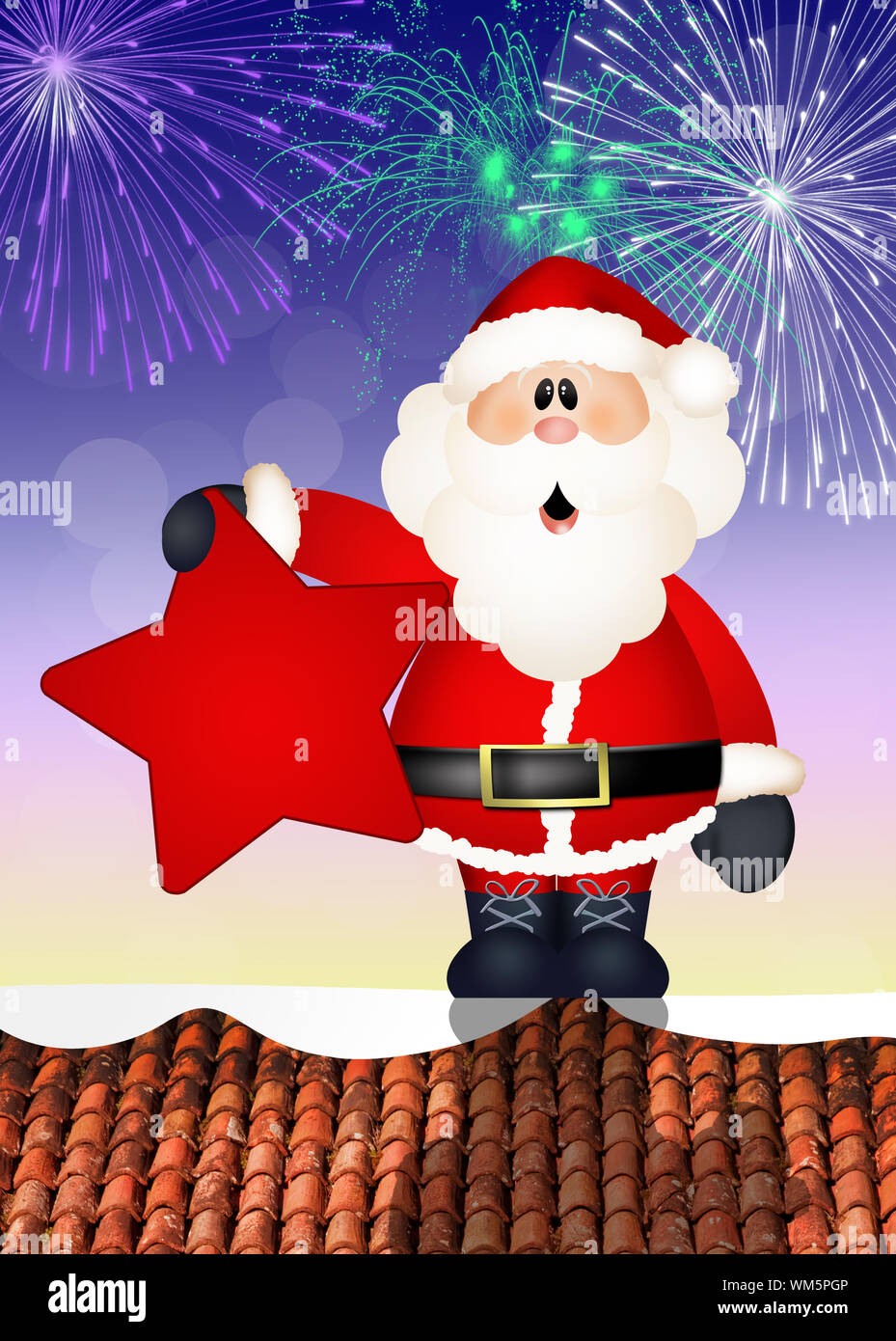 Santa Claus on roof Stock Photo - Alamy
