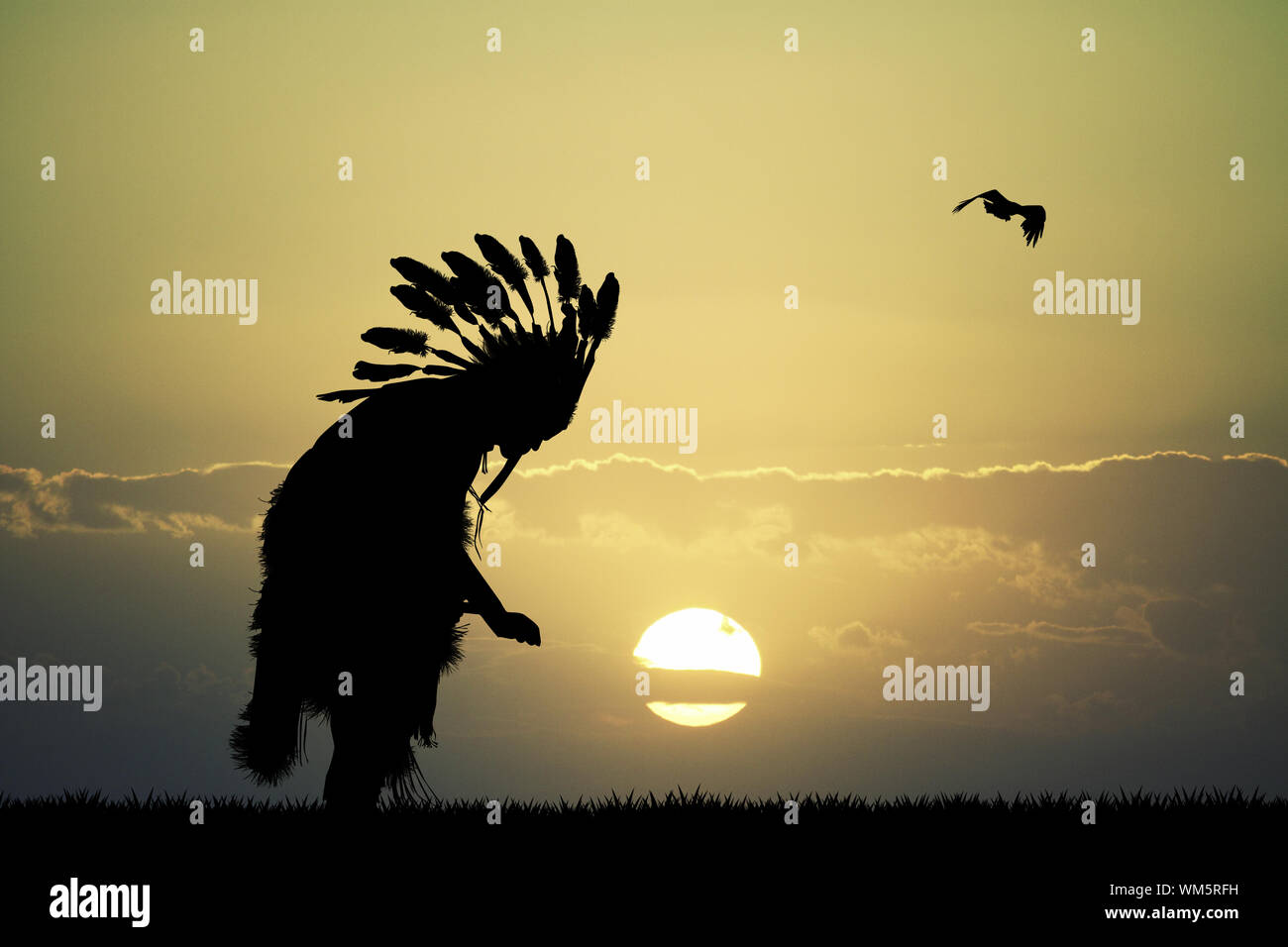 Indian at sunset Stock Photo - Alamy