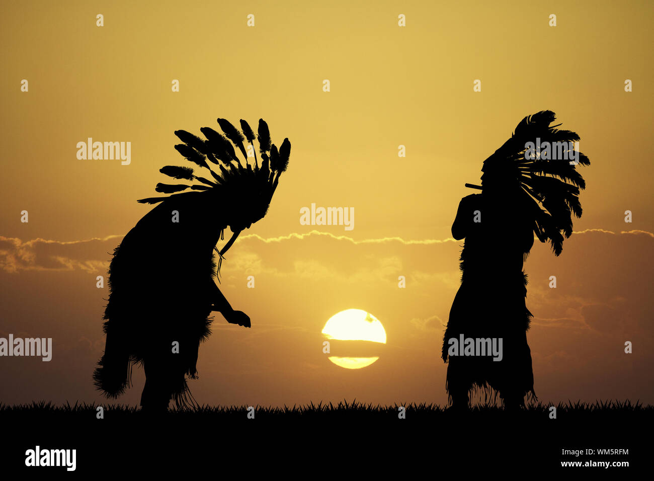 Indian at sunset Stock Photo - Alamy