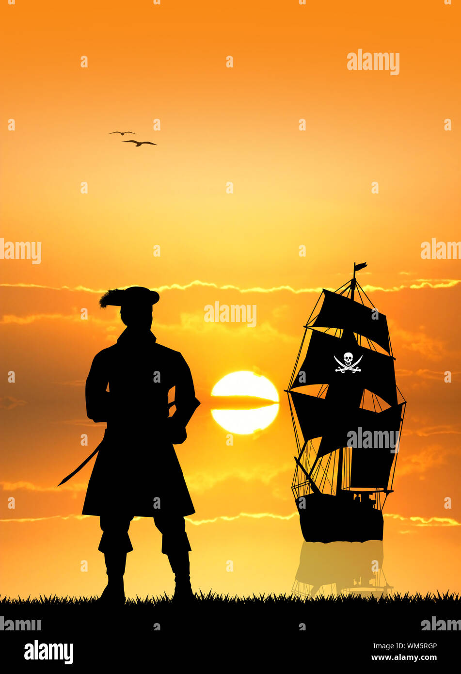 Pirates at sunset Stock Photo - Alamy