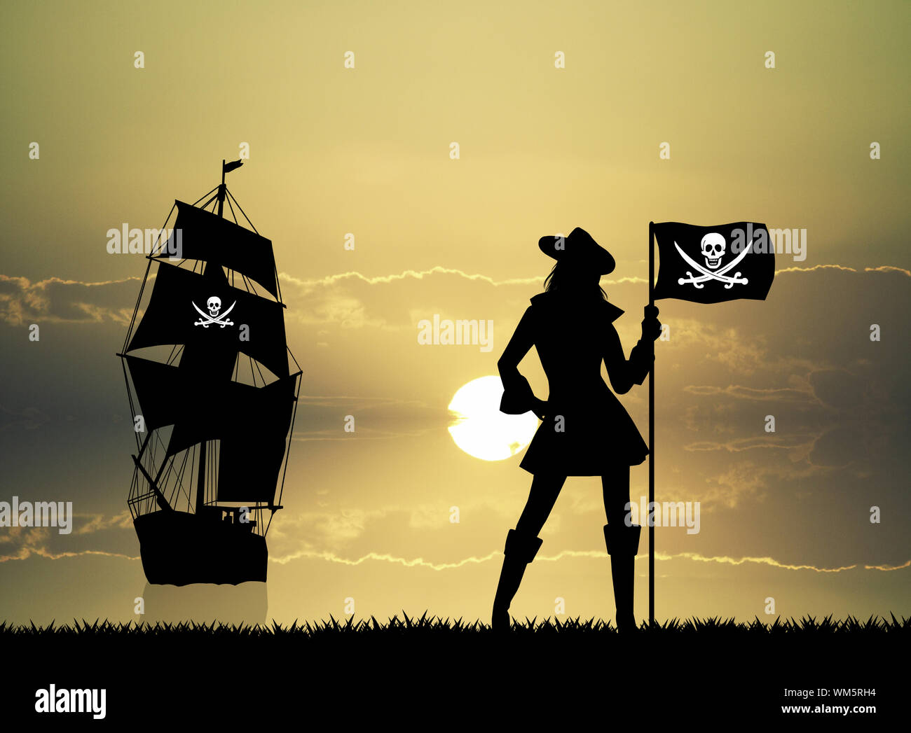girl wth pirate flag Stock Photo - Alamy