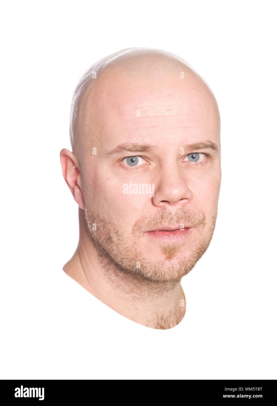 Man shaving his head isolated on a white background Stock Photo - Alamy