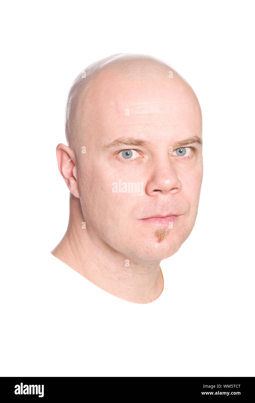 Man shaving his head isolated on a white background Stock Photo - Alamy
