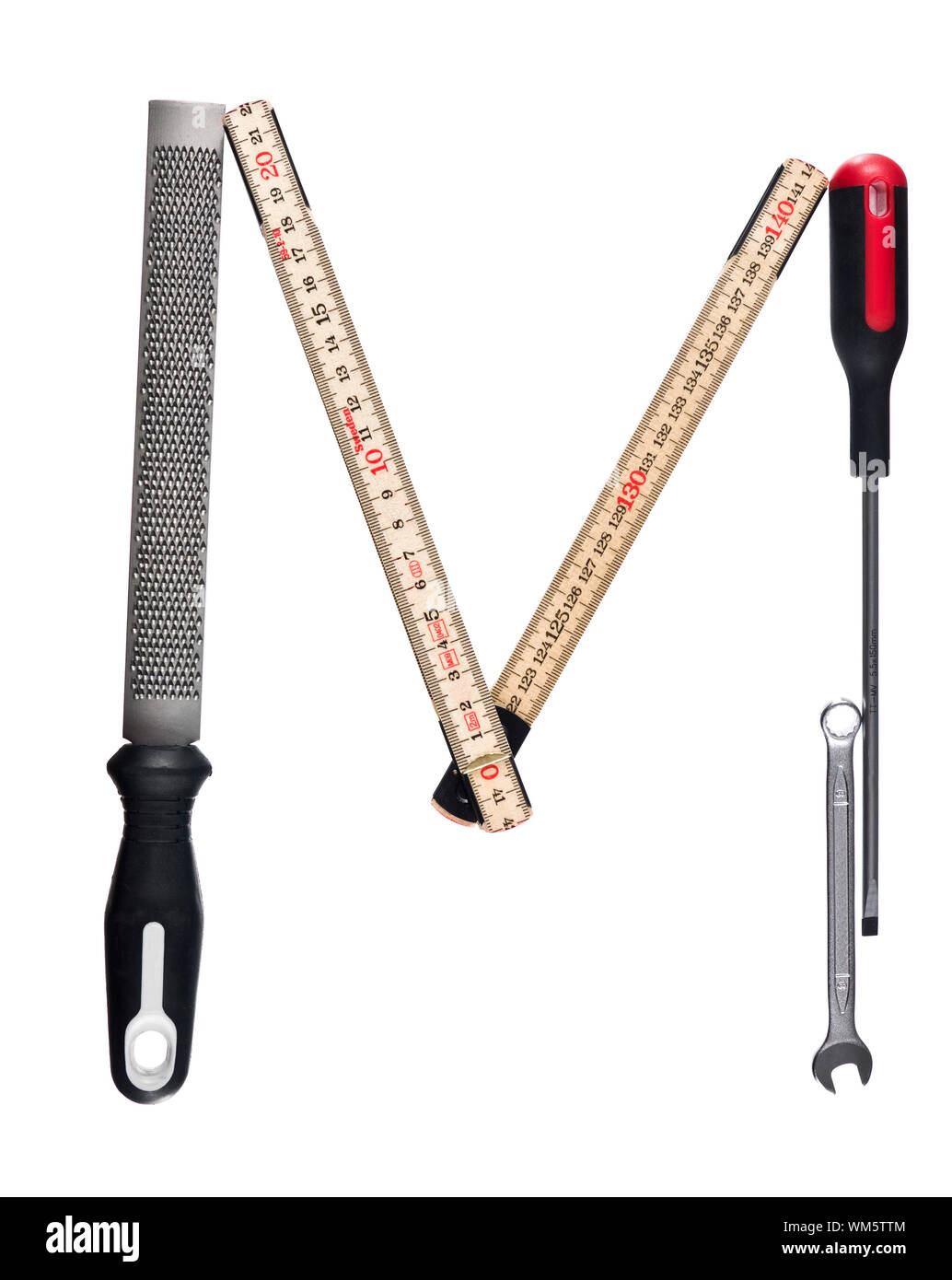 Letter 'M' made of tools isolated on white Stock Photo - Alamy