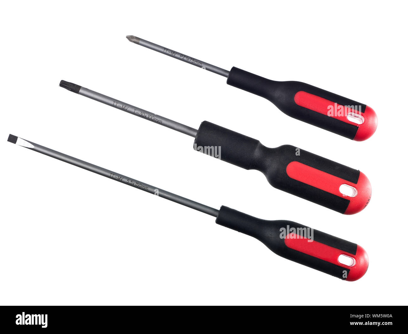 Three different screwdrivers isolated on a white background Stock Photo ...