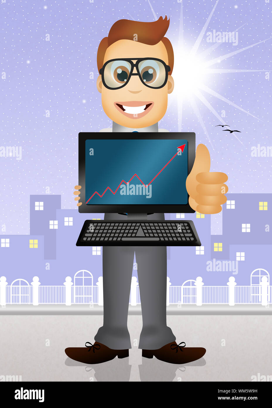 man with monitor pc Stock Photo - Alamy