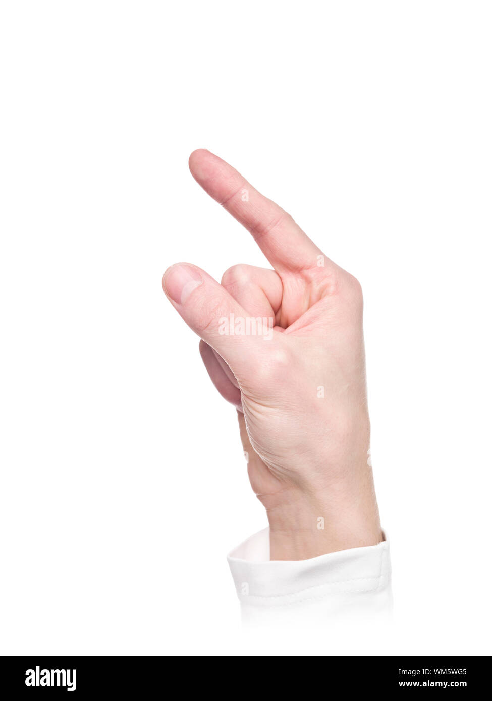 Letter 'F' in sign language, isolated on a white background Stock Photo ...