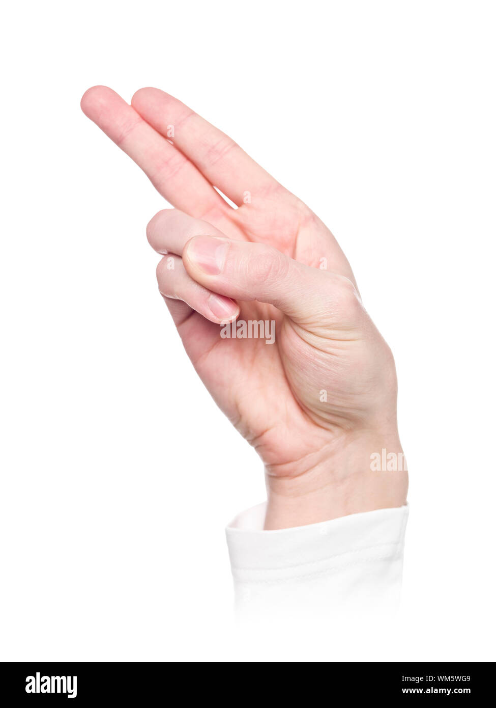 Letter 'G' in sign language, isolated on a white background Stock Photo ...