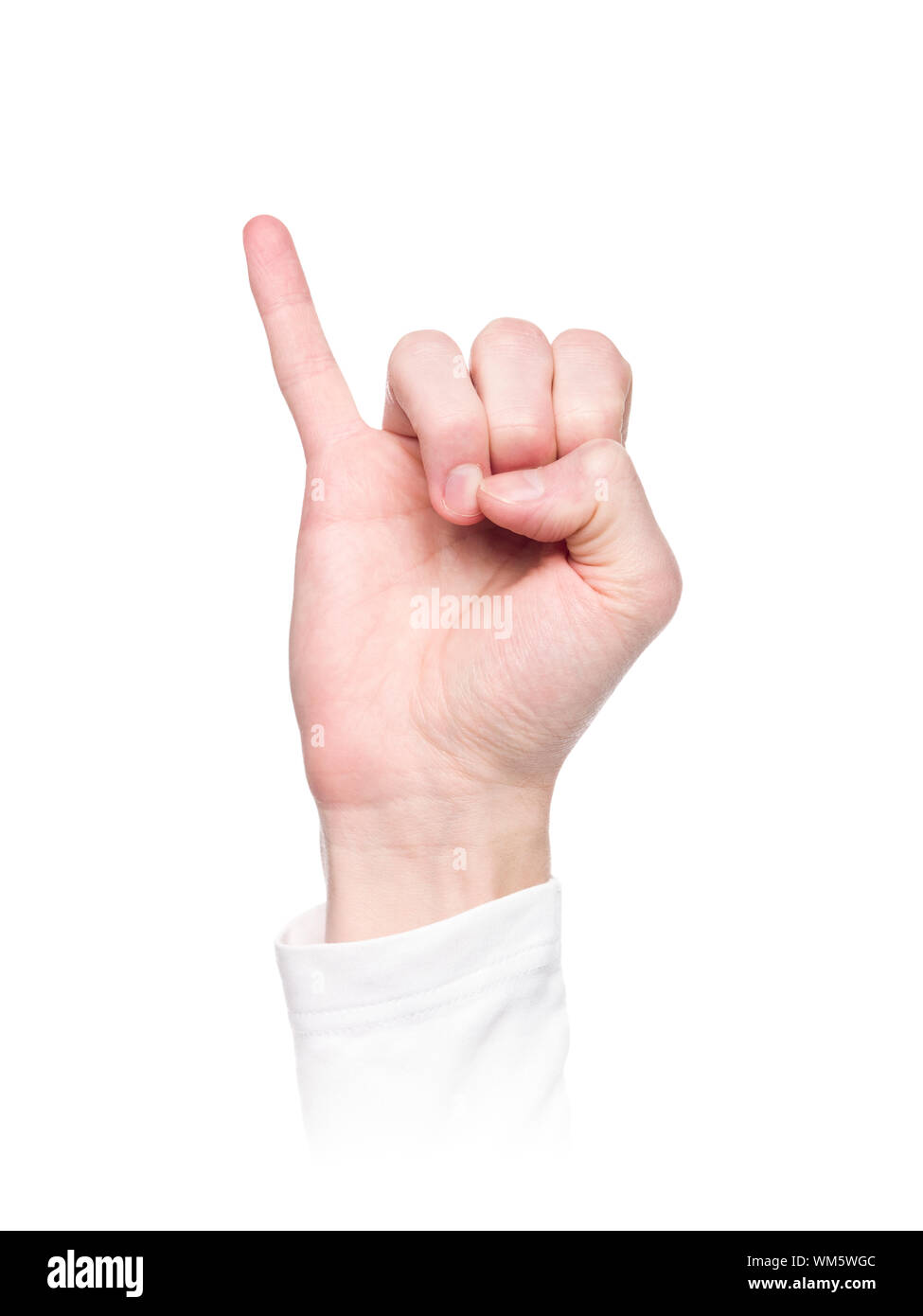 Letter 'J' in sign language, isolated on a white background Stock Photo ...