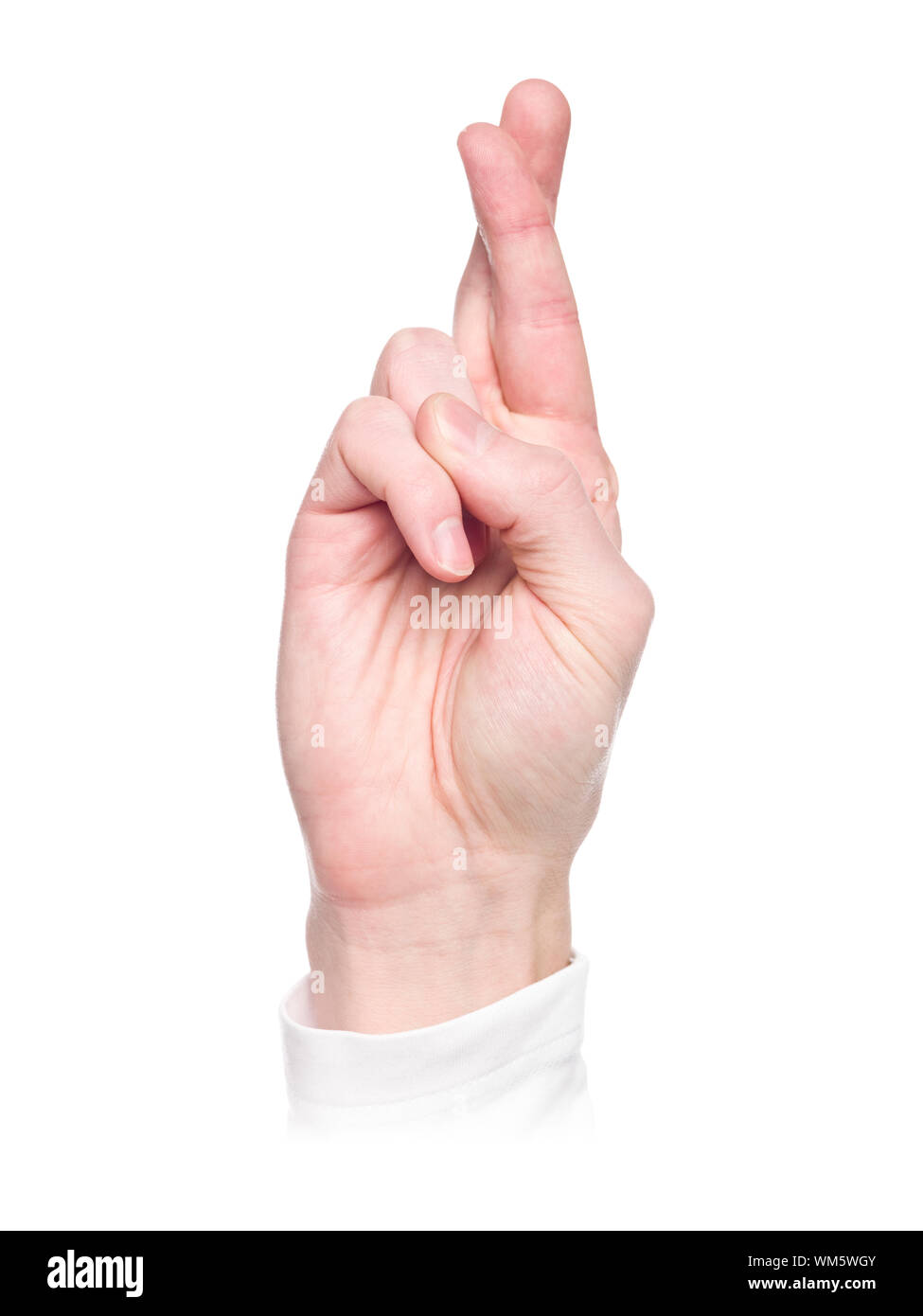 Letter 'R' in sign language, isolated on a white background Stock Photo ...