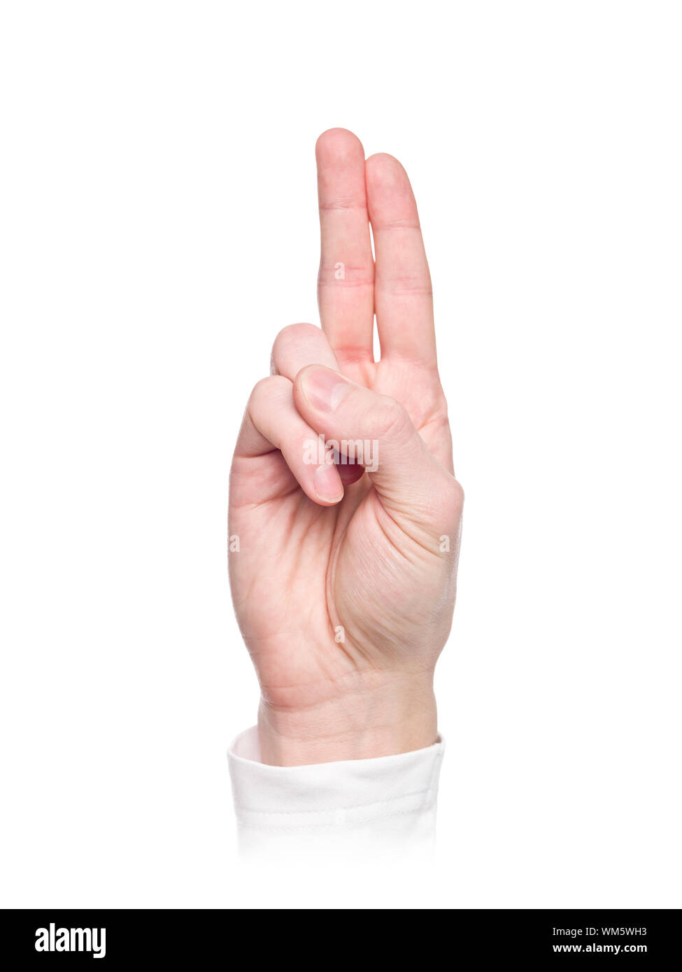 Letter 'U' in sign language, isolated on a white background Stock Photo ...